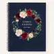 Elegant Burgundy Navy Blue Flowers Notebook | Zazzle