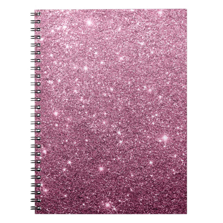 Elegant burgundy pink abstract girly glitter notebook | Zazzle