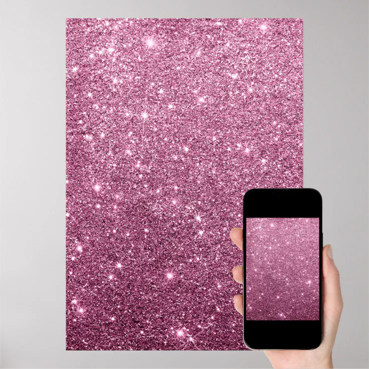 Elegant burgundy pink abstract girly glitter poster | Zazzle