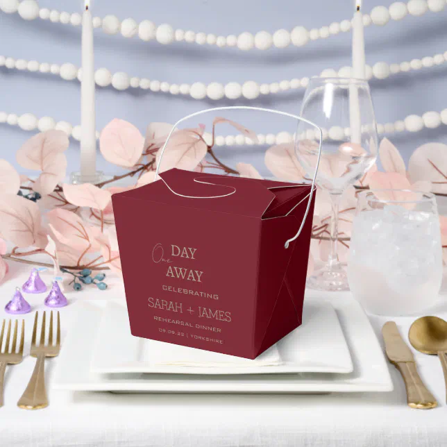 Elegant Burgundy Rehearsal Dinner Wedding Party Favor Boxes | Zazzle