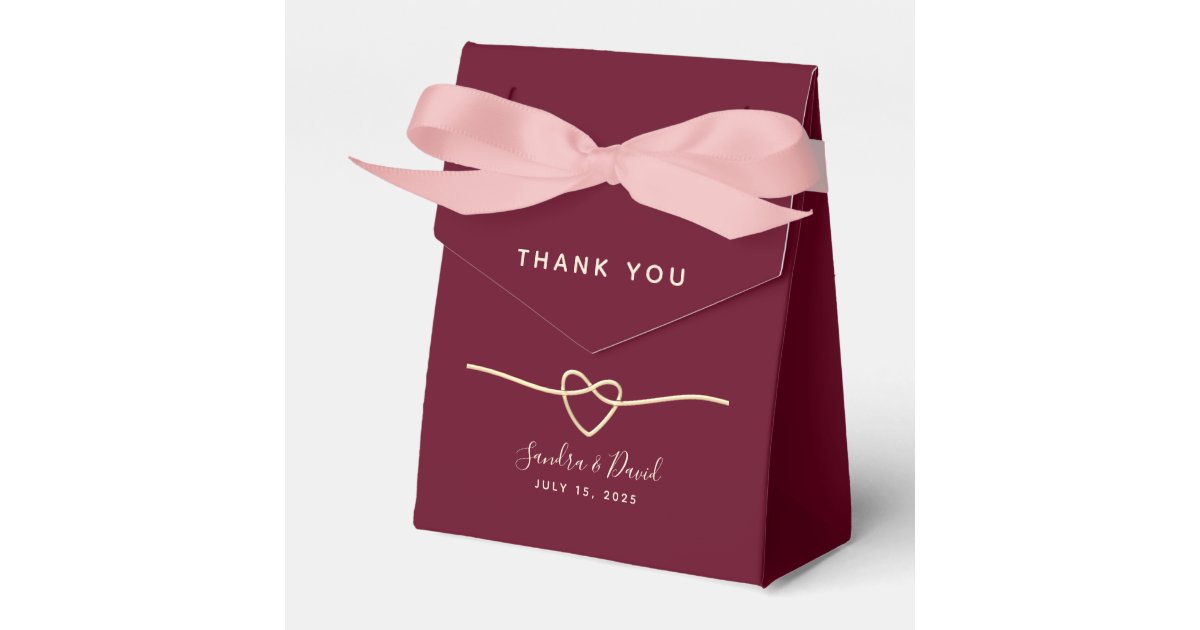 Elegant Burgundy Wedding Favor Box | Zazzle