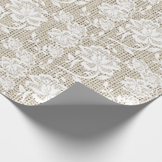 Elegant Burlap and White Lace Wrapping Paper | Zazzle.com