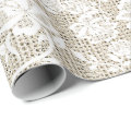 Elegant Burlap and White Lace Wrapping Paper | Zazzle