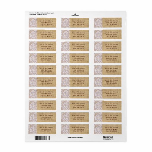 elegant burlap white lace country rustic wedding label | Zazzle