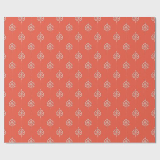 Elegant Burnt Orange Damascus Pattern Wrapping Paper | Zazzle
