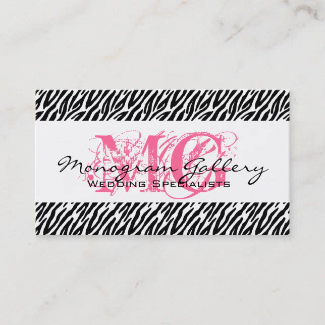 Elegant Business Cards Zebra Pink | Zazzle