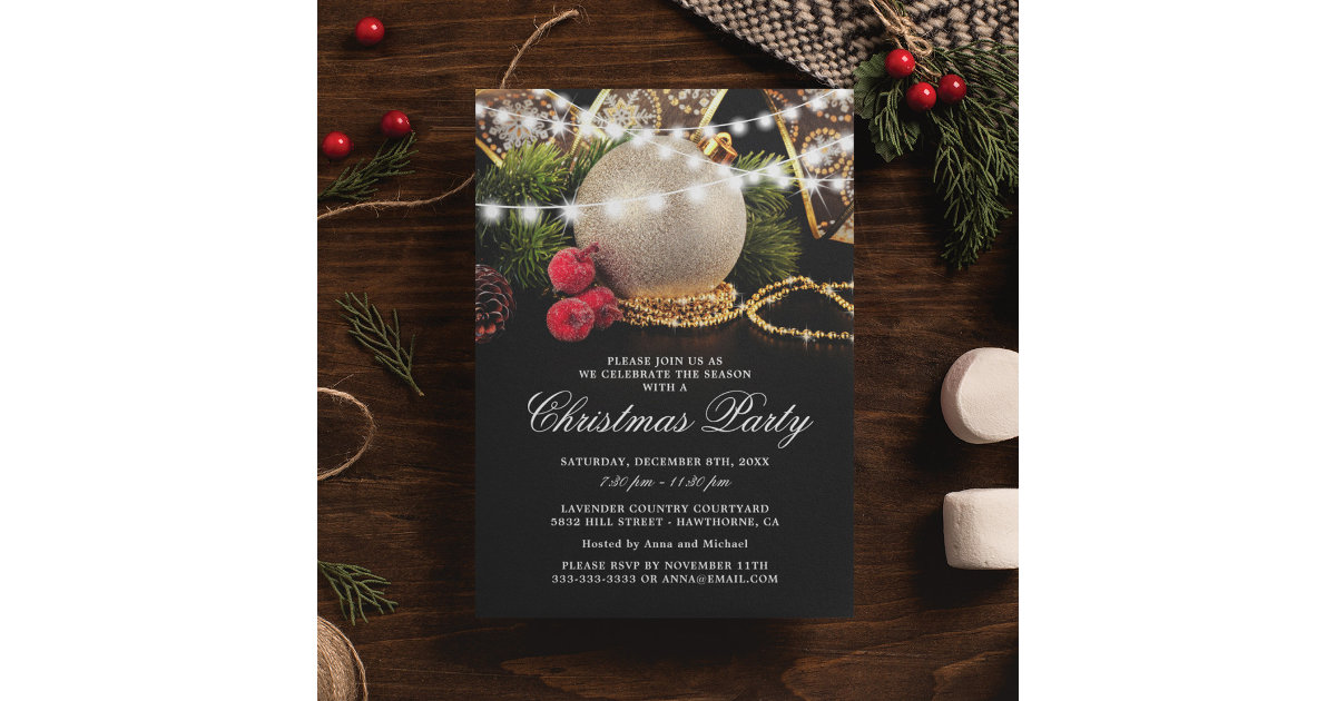 Elegant Business Christmas Holiday Party Invitation | Zazzle