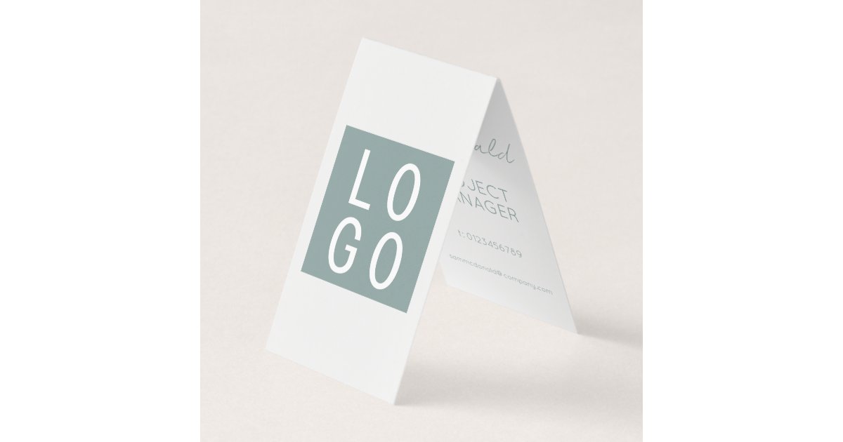 ELEGANT BUSINESS COMPANY LOGO GREEN FOLDED TENT BUSINESS CARD | Zazzle