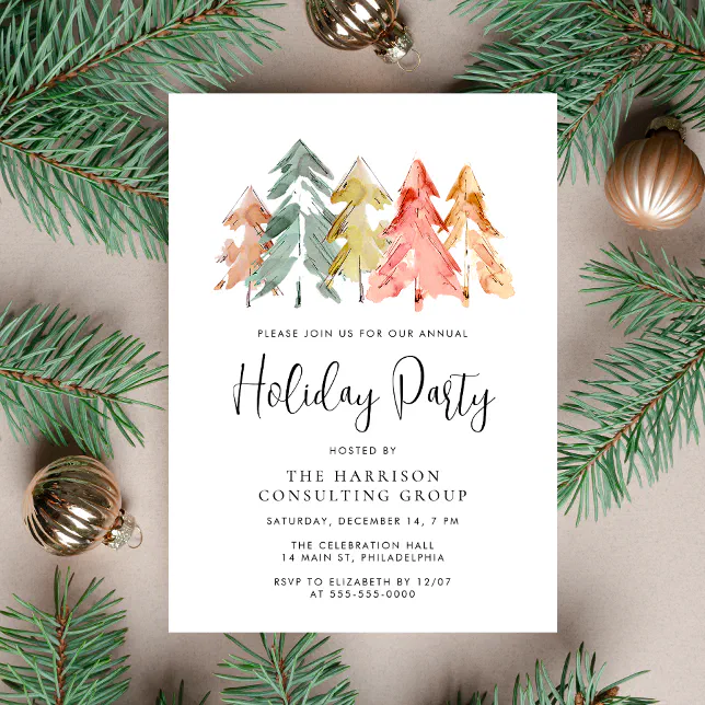 Elegant Business Corporate Christmas Holiday Party Invitation | Zazzle