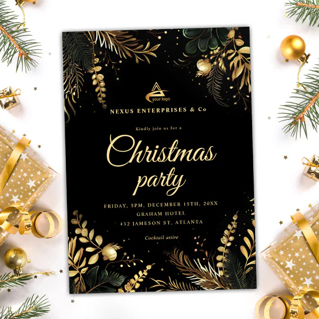 Elegant Business Corporate Christmas Party Invitation | Zazzle