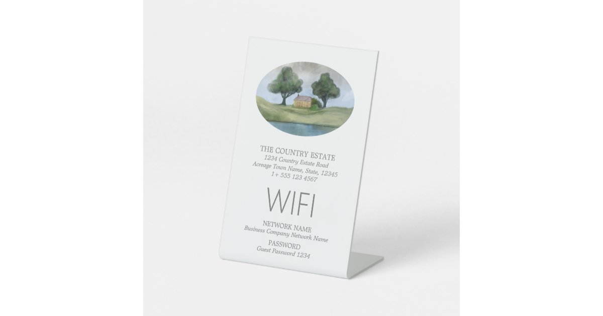 Elegant Business Guest WIFI Pedestal Sign | Zazzle