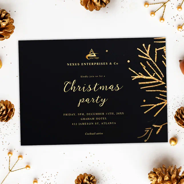 Elegant Business Holiday Corporate Christmas Party Invitation | Zazzle