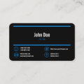Elegant Business Logo Blue Lines Blue Icons Black Business Card | Zazzle