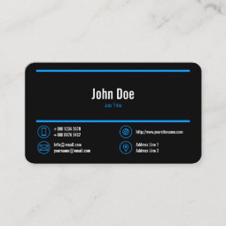 Elegant Business Logo Blue Lines Blue Icons Black Business Card | Zazzle