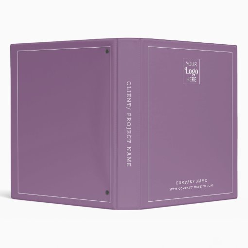 Elegant Business Logo Company Name Purple 3 Ring Binder | Zazzle