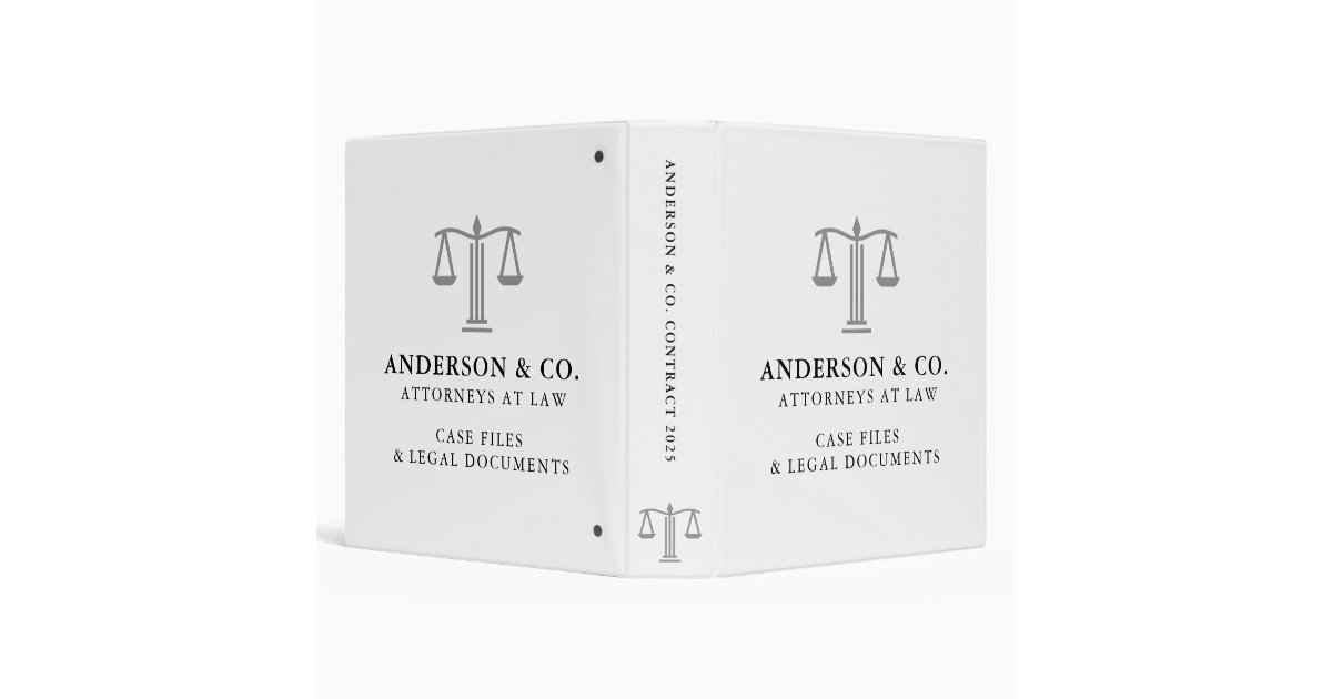 Elegant Business Logo Law Firm White and Black 3 Ring Binder | Zazzle