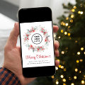 Elegant Business Logo QR Code Merry Christmas Holiday Card | Zazzle