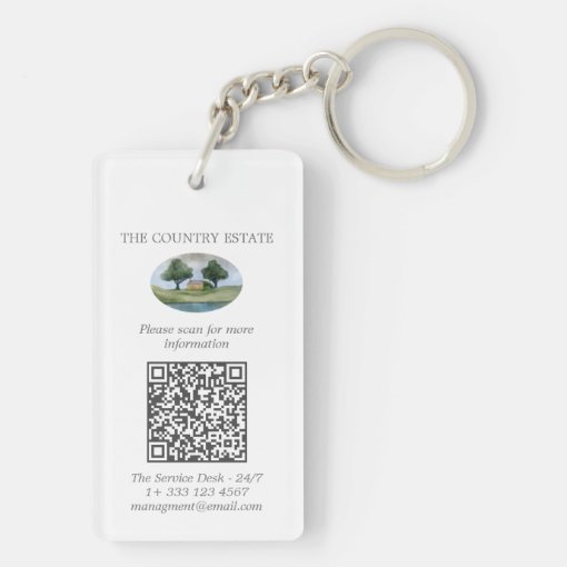 Elegant Business Property Room Number QR Code Keychain | Zazzle
