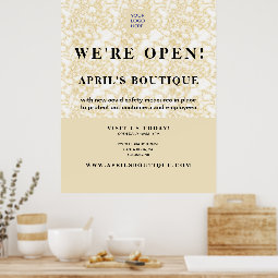 Elegant Business Reopening Gold Marble Poster | Zazzle