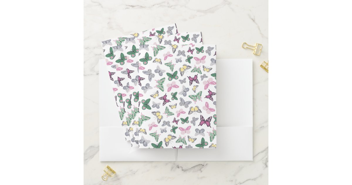 Elegant Butterfly Pattern Pocket Folder | Zazzle