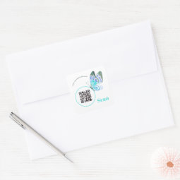 Elegant Butterfly QR Code Business Square Stickers | Zazzle