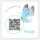 Elegant Butterfly QR Code Business Square Stickers | Zazzle