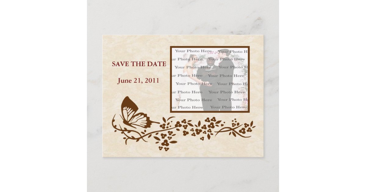 Elegant Butterfly Wedding Save The Date Postcard | Zazzle