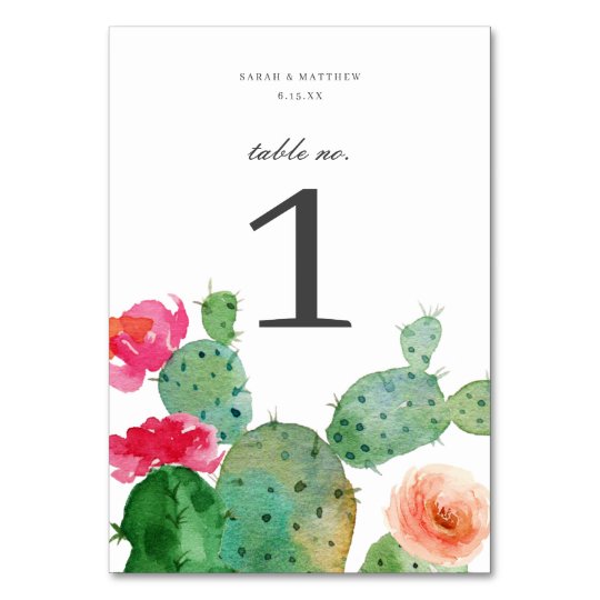 Elegant Cactus Garden | Wedding Table Number | Zazzle.com