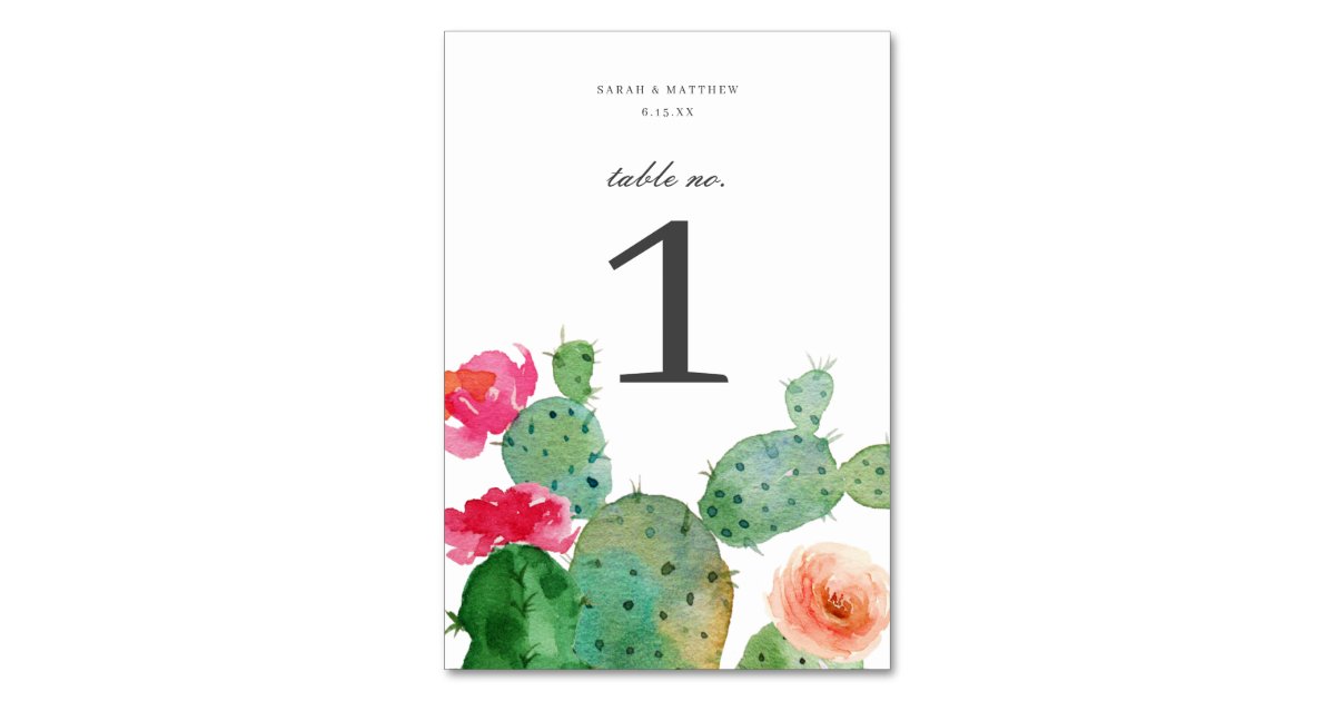 Elegant Cactus Garden | Wedding Table Number | Zazzle