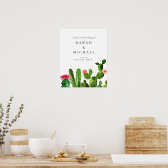 Elegant Cactus Garden | Wedding Welcome Poster | Zazzle