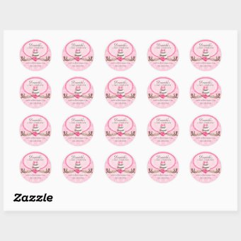 Elegant Cake and Damask Bakery Box Seals | Zazzle