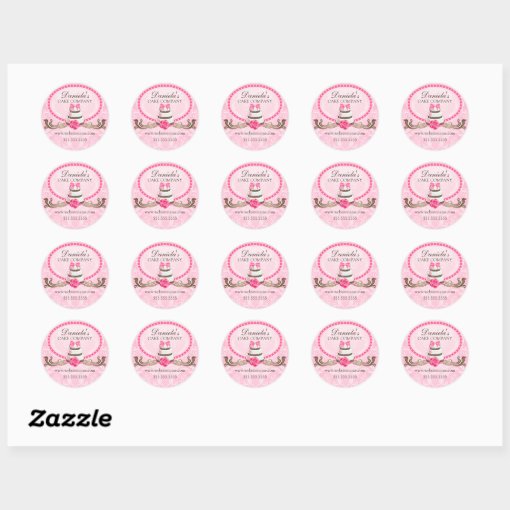 Elegant Cake and Damask Bakery Box Seals | Zazzle