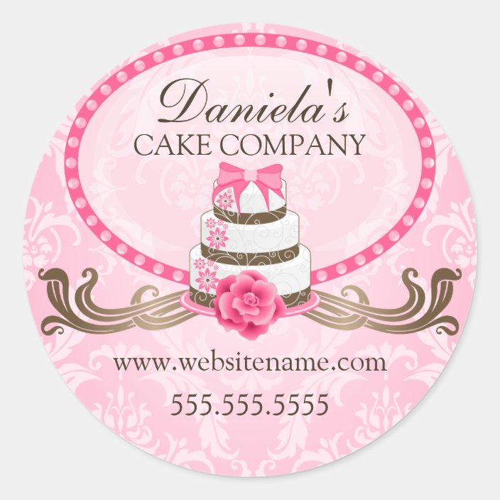 Elegant Cake and Damask Bakery Box Seals | Zazzle.com