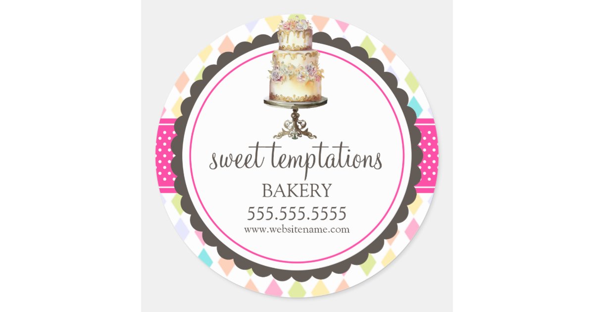 Elegant Cake Bakery Box Seals | Zazzle