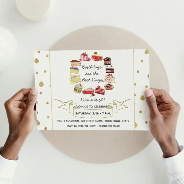 Elegant Cake Birthday Invitation | Zazzle
