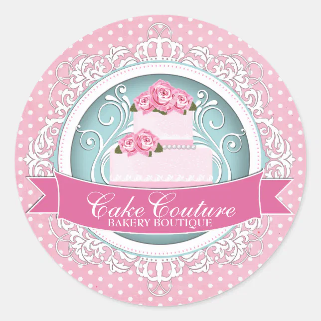 Elegant Cake Box Stickers | Zazzle