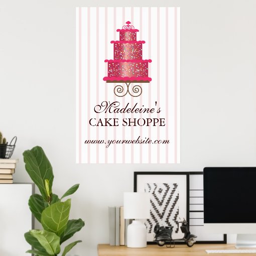 Elegant Cake Custom Bakery Business Poster | Zazzle