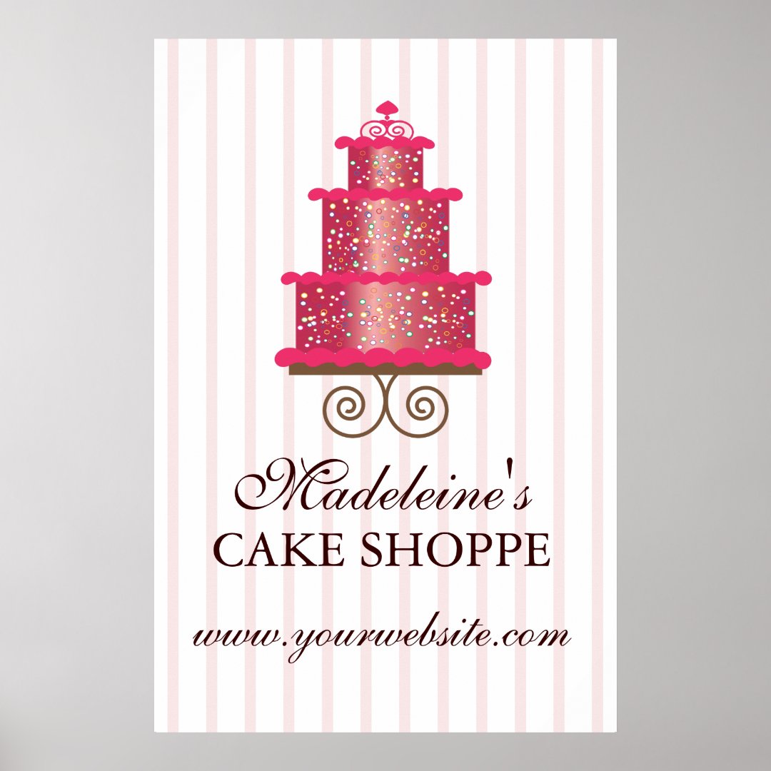 Elegant Cake Custom Bakery Business Poster | Zazzle