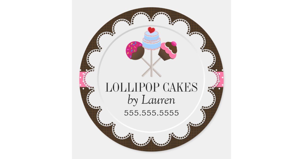 Elegant Cake Pops Bakery Box Stickers | Zazzle