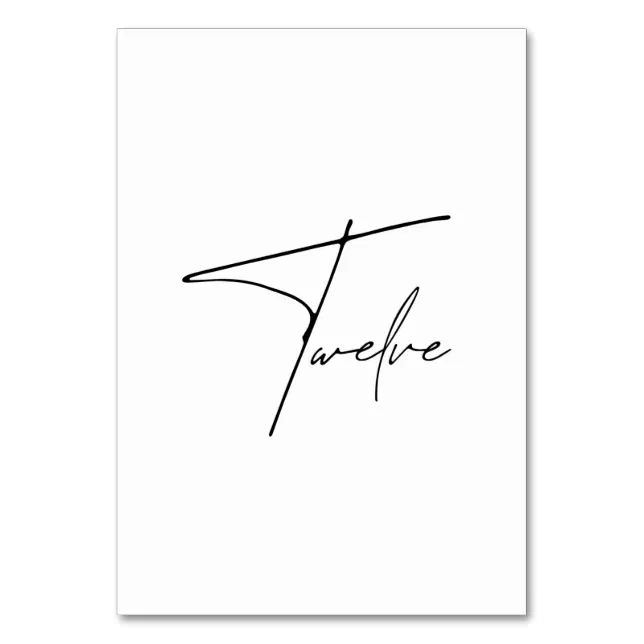 Elegant Calligraphic Wedding Table 12 table Number | Zazzle