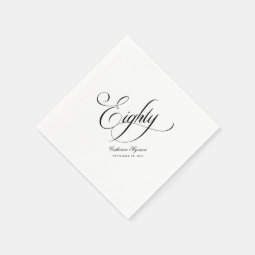 Elegant Calligraphy 80th Birthday Napkins | Zazzle