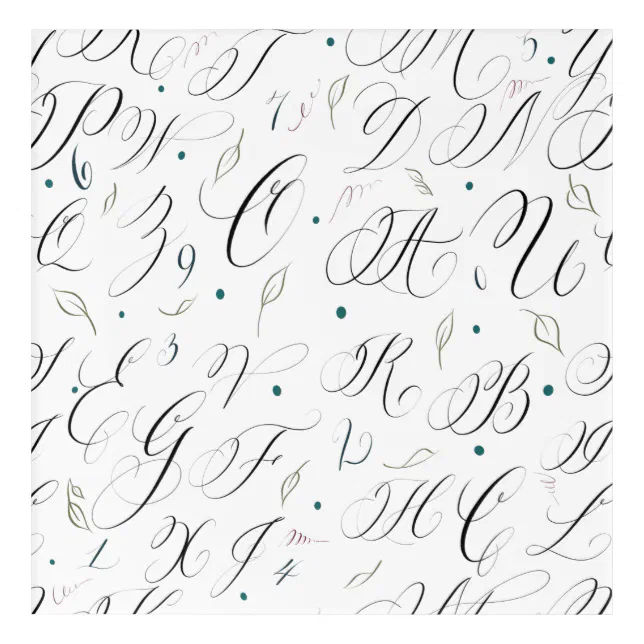 Elegant Calligraphy Alphabet Acrylic Art | Zazzle