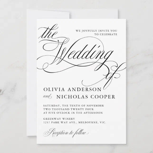 Elegant Calligraphy American Style Handwriting Invitation | Zazzle