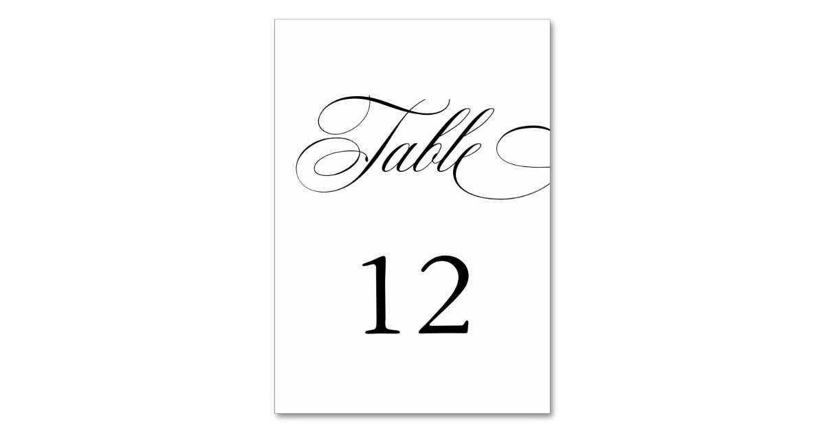 Elegant Calligraphy American Style Handwriting Table Number | Zazzle