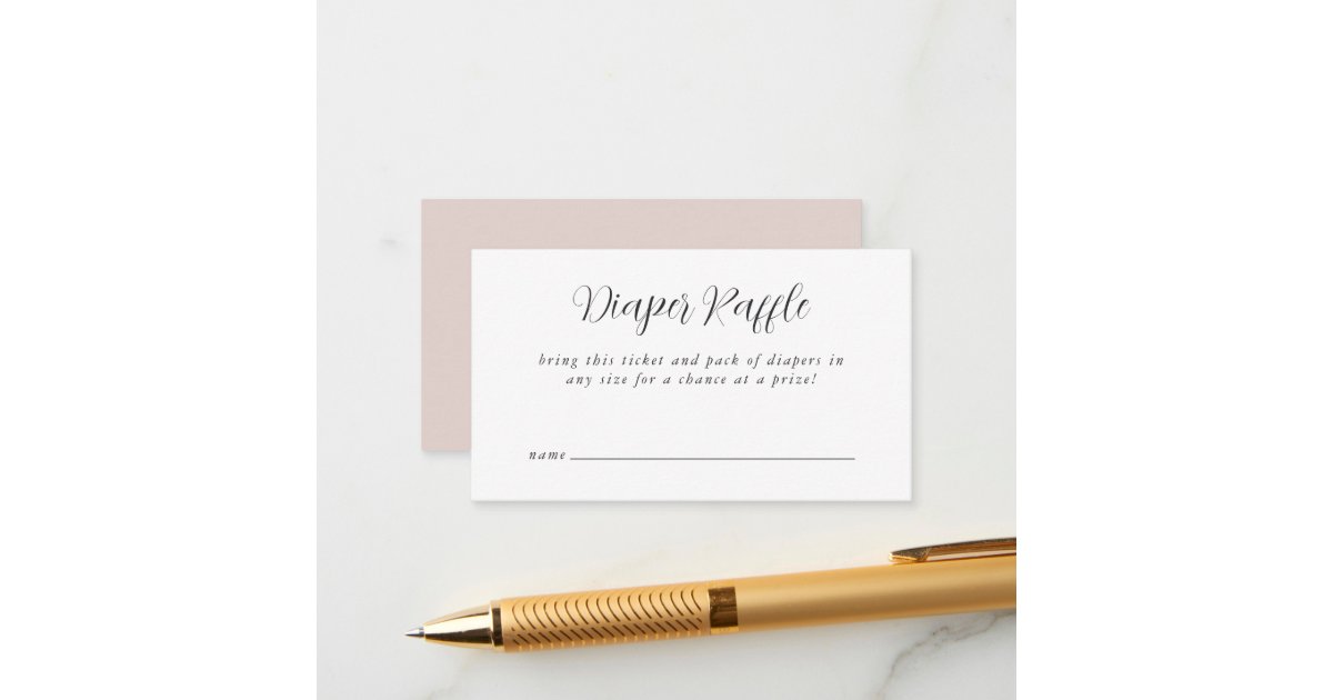 Elegant Calligraphy Baby Shower Diaper Raffle Enclosure Card | Zazzle
