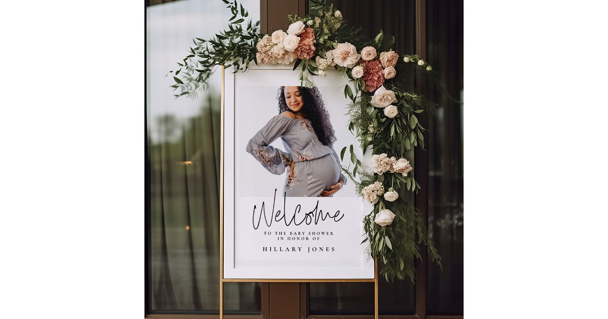 Elegant Calligraphy Baby Shower Welcome sign | Zazzle