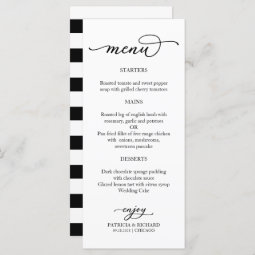 Elegant Calligraphy Black and White Menu | Zazzle