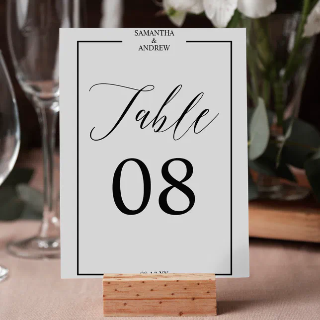 Elegant calligraphy black white table number | Zazzle