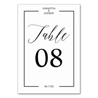 Elegant calligraphy black white table number | Zazzle