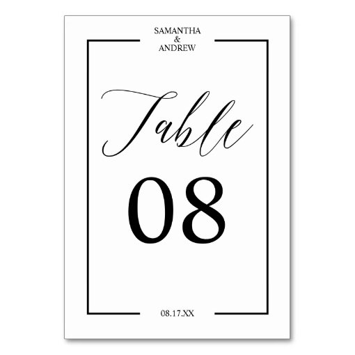Elegant calligraphy black white table number | Zazzle